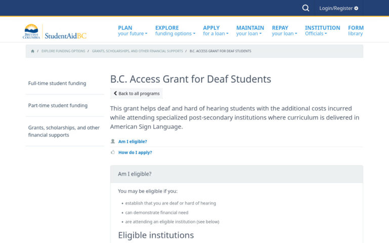 BC Access Grant for Deaf Students – Deaf Youth HUB